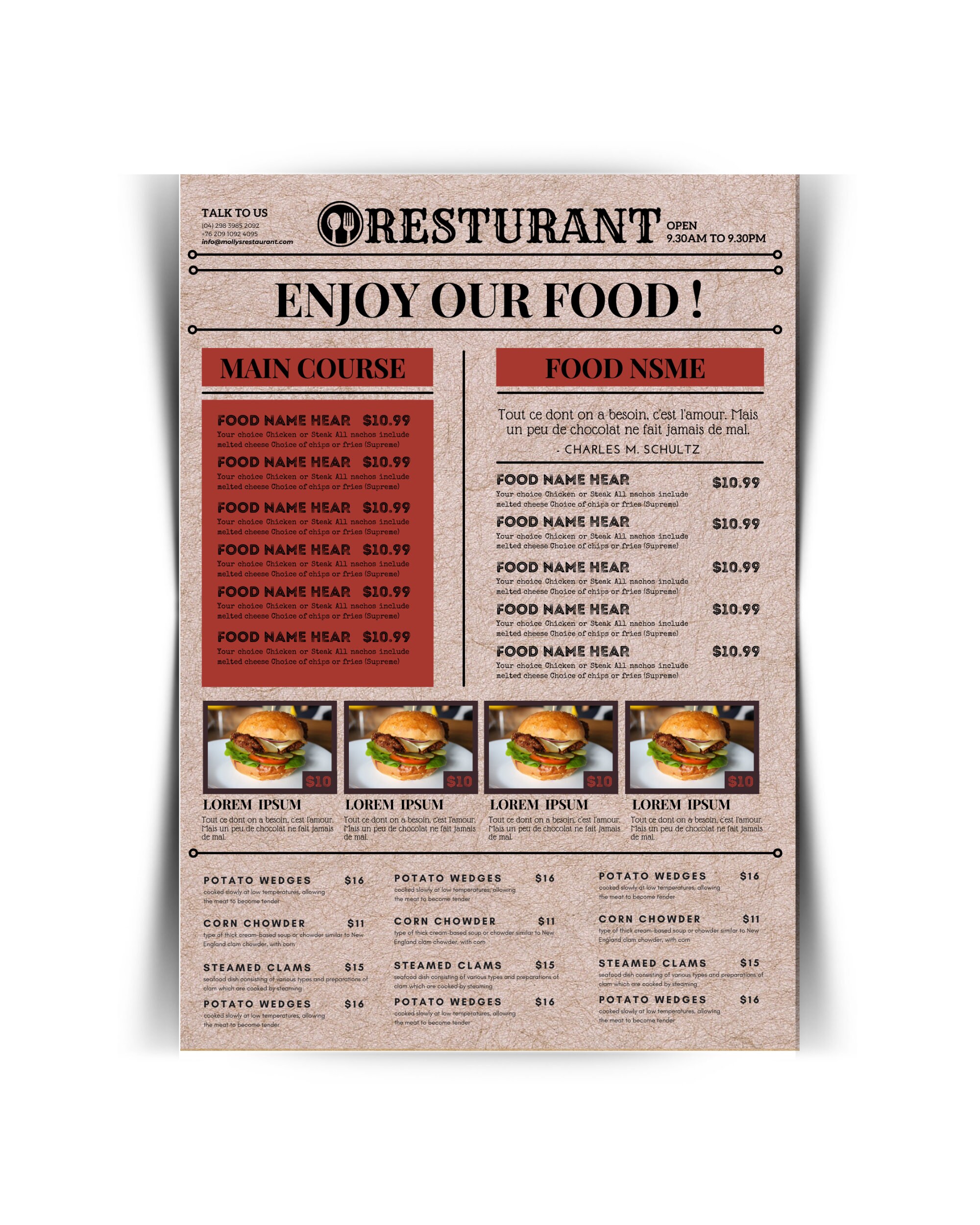 Restaurant Menu Template, Restaurant Menu, Pizza Menu Template, Burger ...