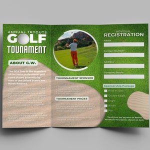 Golf Tournament Trifold Brochure Template | Golf Tournament Brochure ...