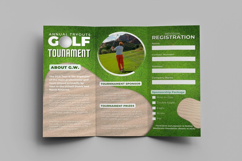 Golf Tournament Trifold Brochure Template | Golf Tournament Brochure ...