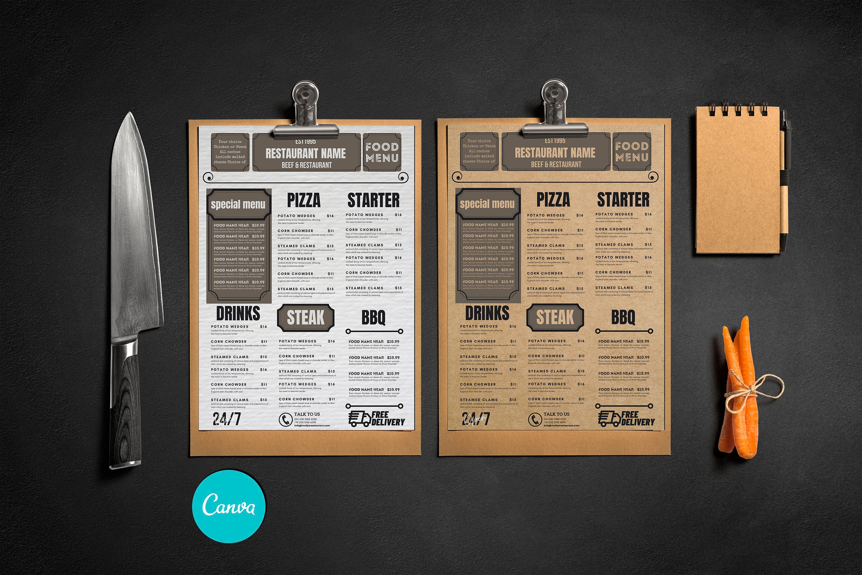 Vintage Food Menu DIY Bar Menu Template bar Menu - Etsy Australia
