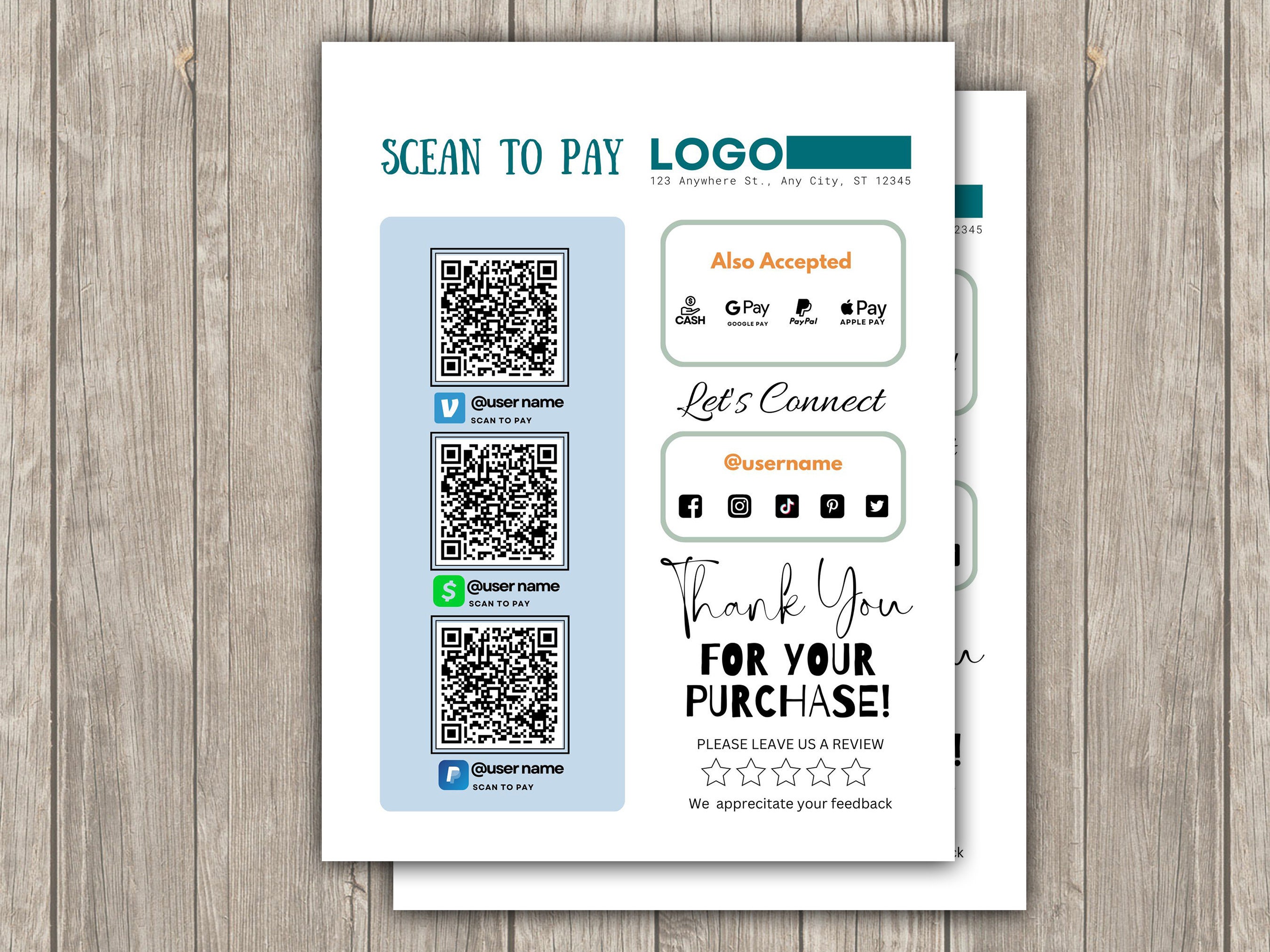 QR Code Scan to Pay Template, Payment Sign Template, Scan to Pay Sign ...
