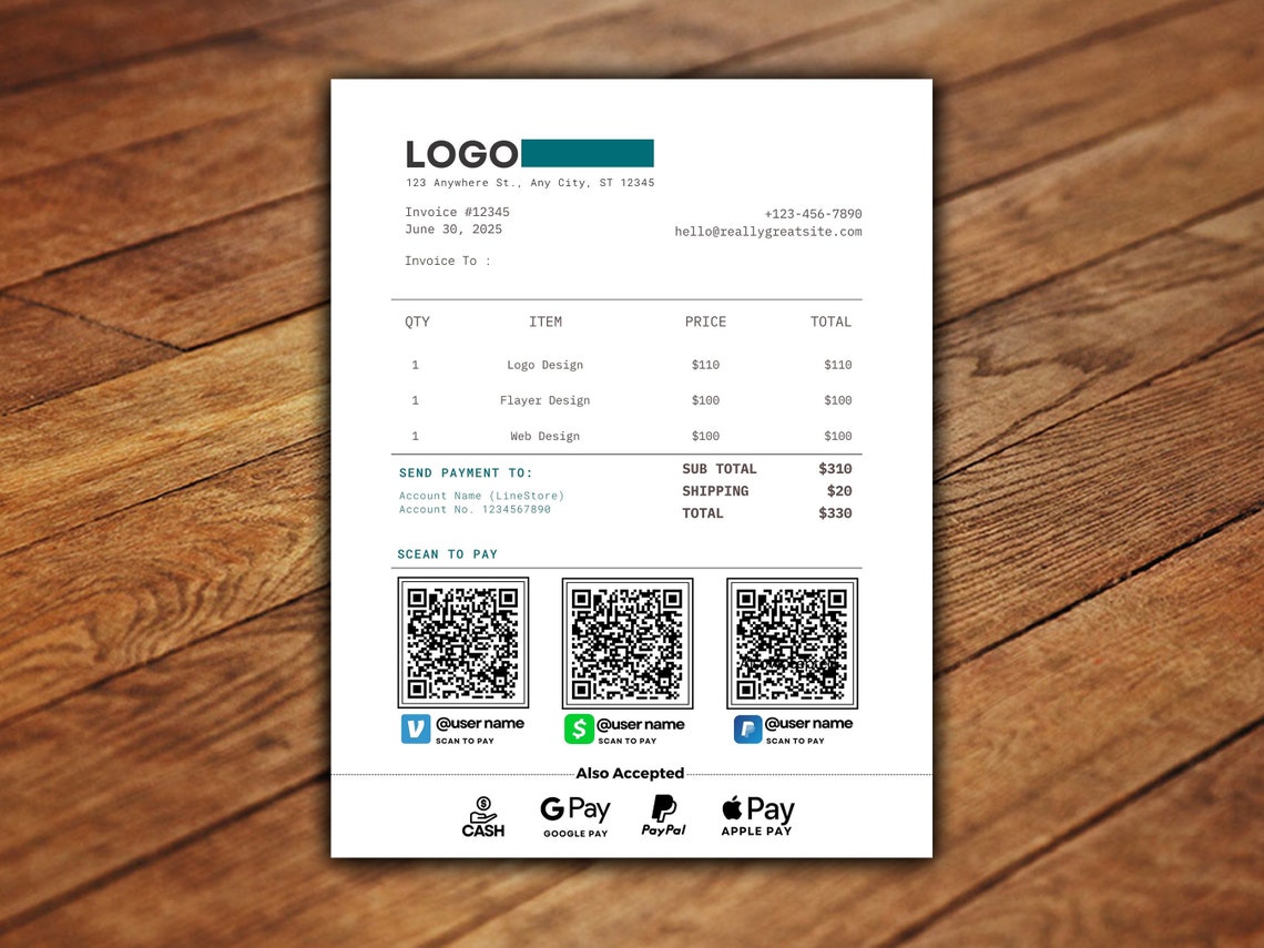 Scan to Pay Template, Cash App Sign, Printable Template, Payment Sign ...