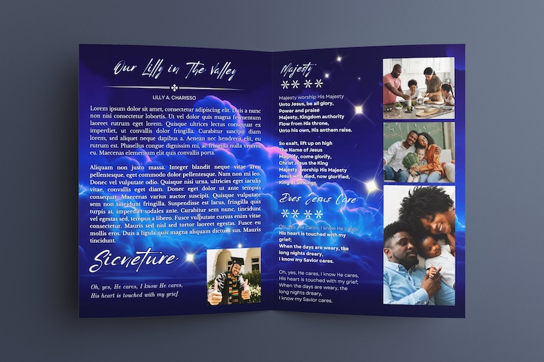 Printable Memorial Service Booklet - 8 Pages - Blue, Editable 8-page ...
