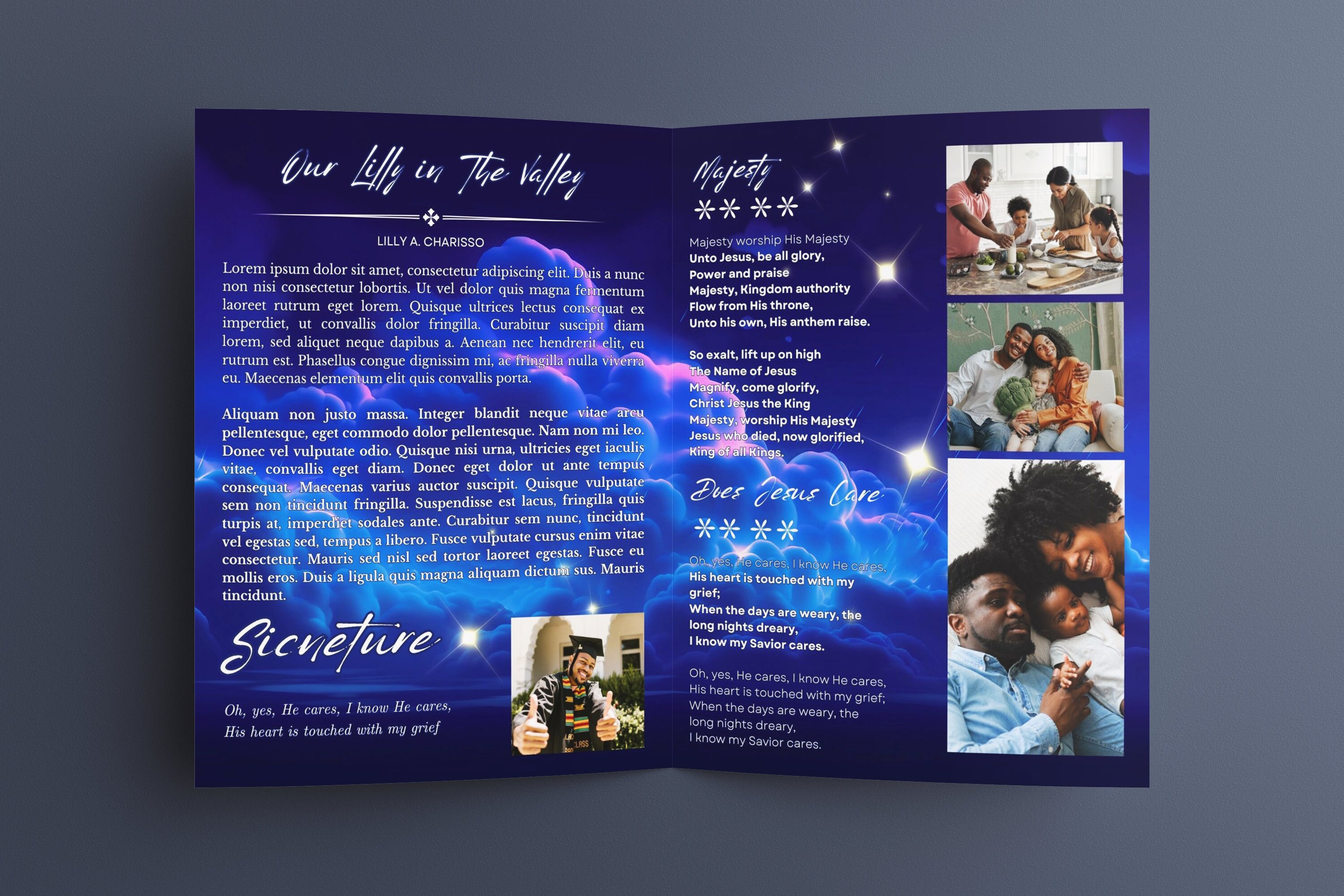 Printable Memorial Service Booklet - 8 Pages - Blue, Editable 8-page ...