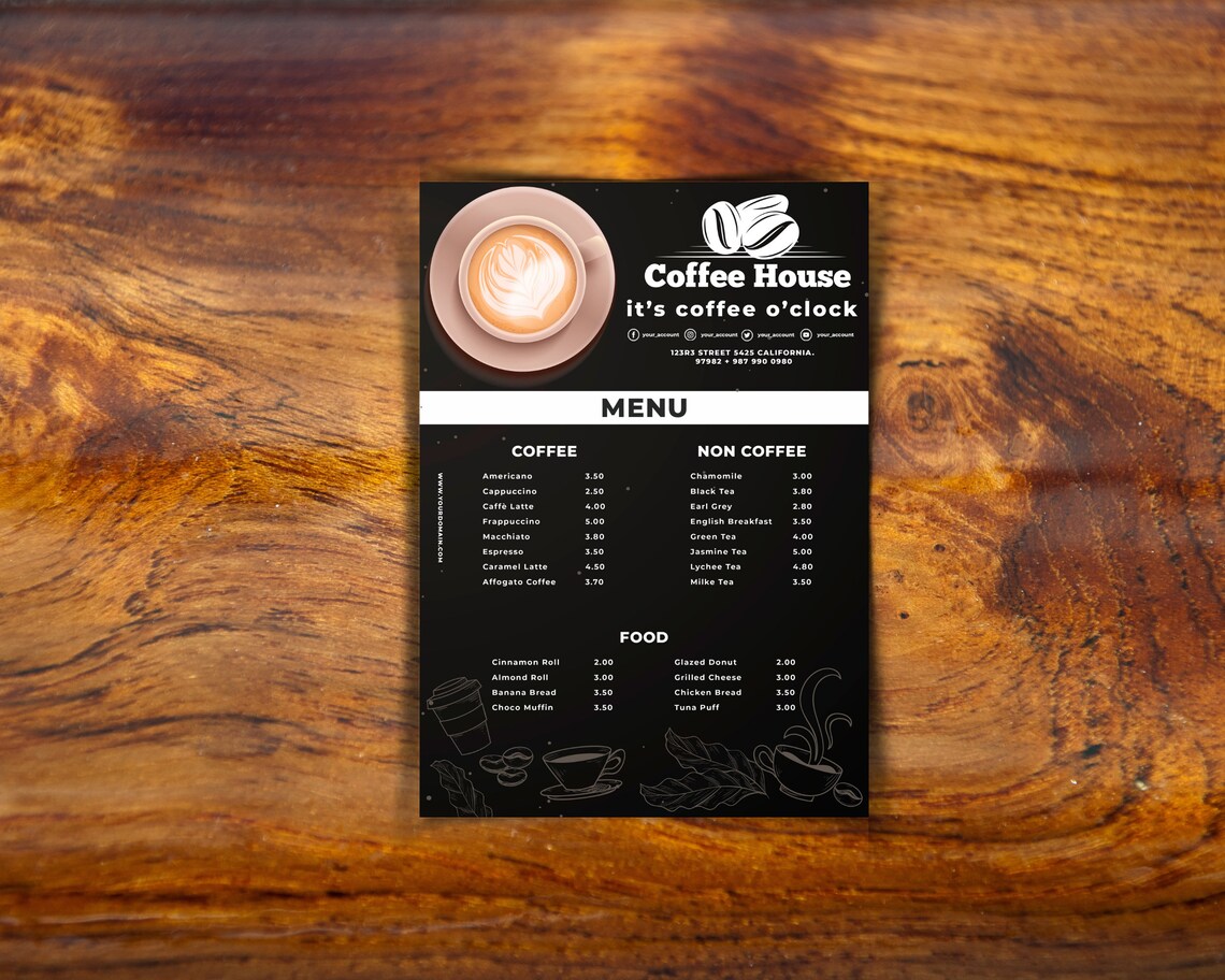 Coffee Menu,coffee Menu Template, Coffee Menu Design, Coffee Menu ...