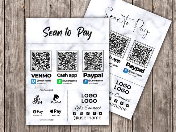 Editable Scan to Pay Template Printable Scan to Pay Sign QR - Etsy