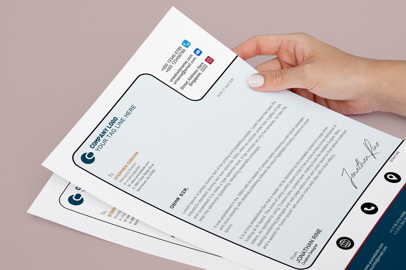 Modern Letterhead Template, Printable Letterhead Template, Editable ...