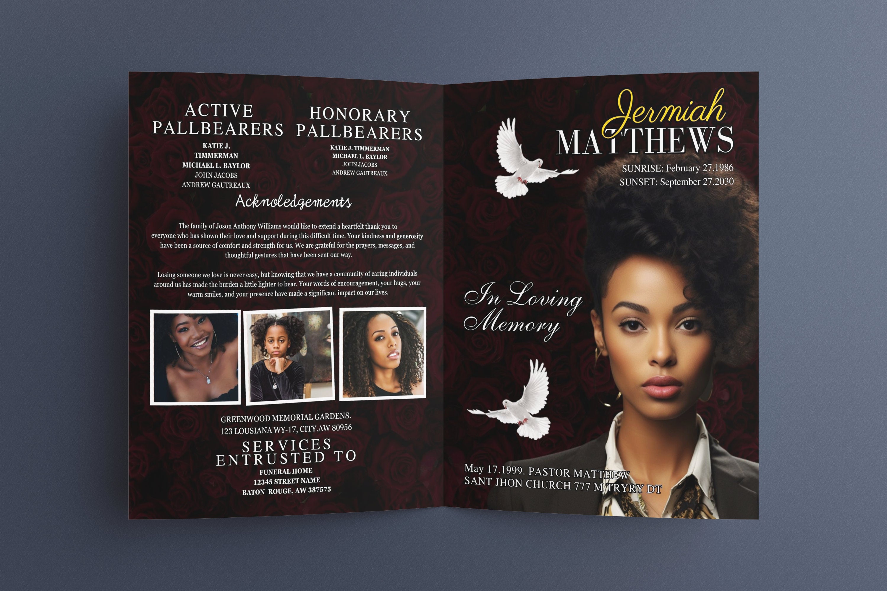 Black Funeral Memorial Program Minimalist Black Funeral - Etsy