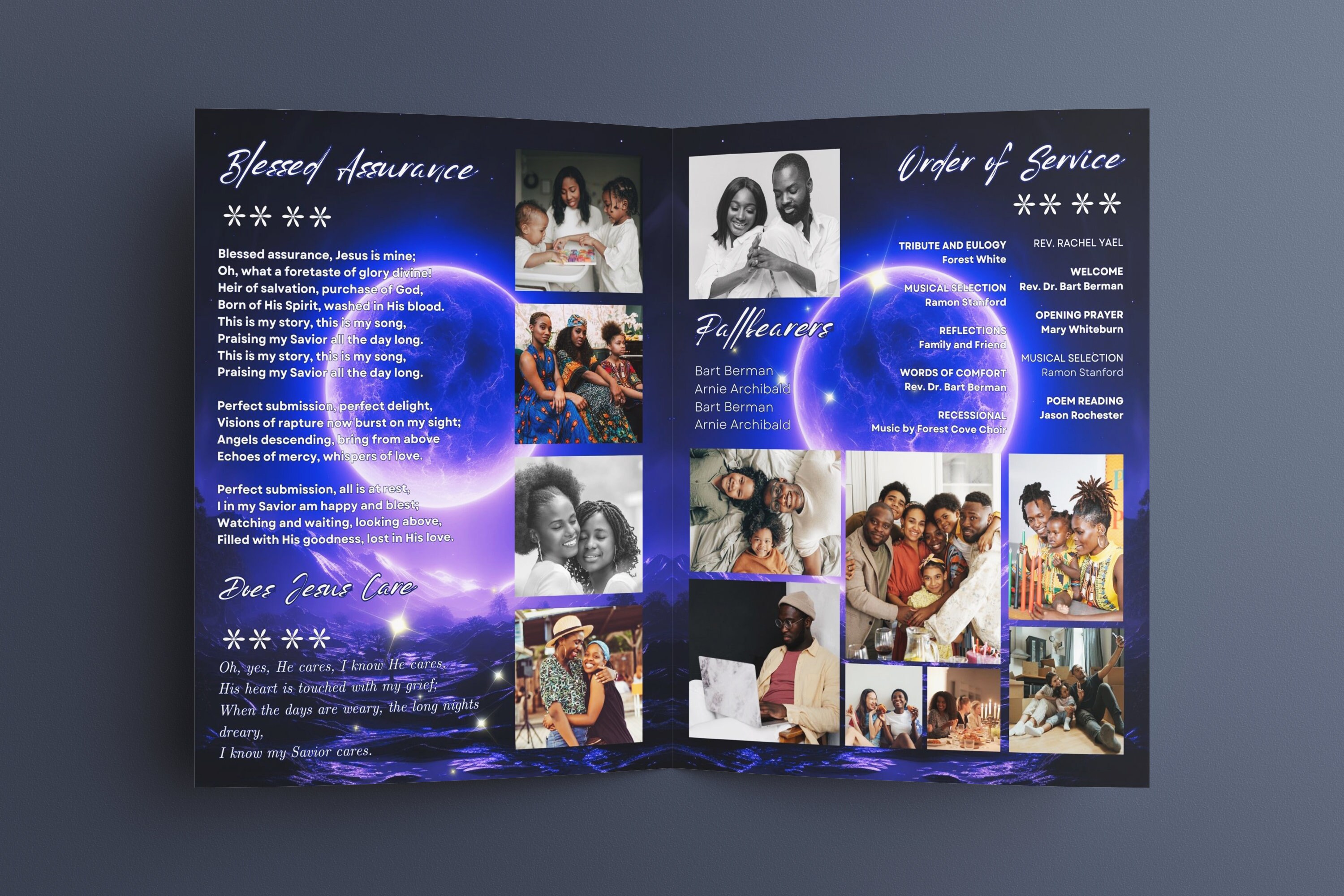 Editable 8-page Blue Theme Funeral Program DIY Printable - Etsy