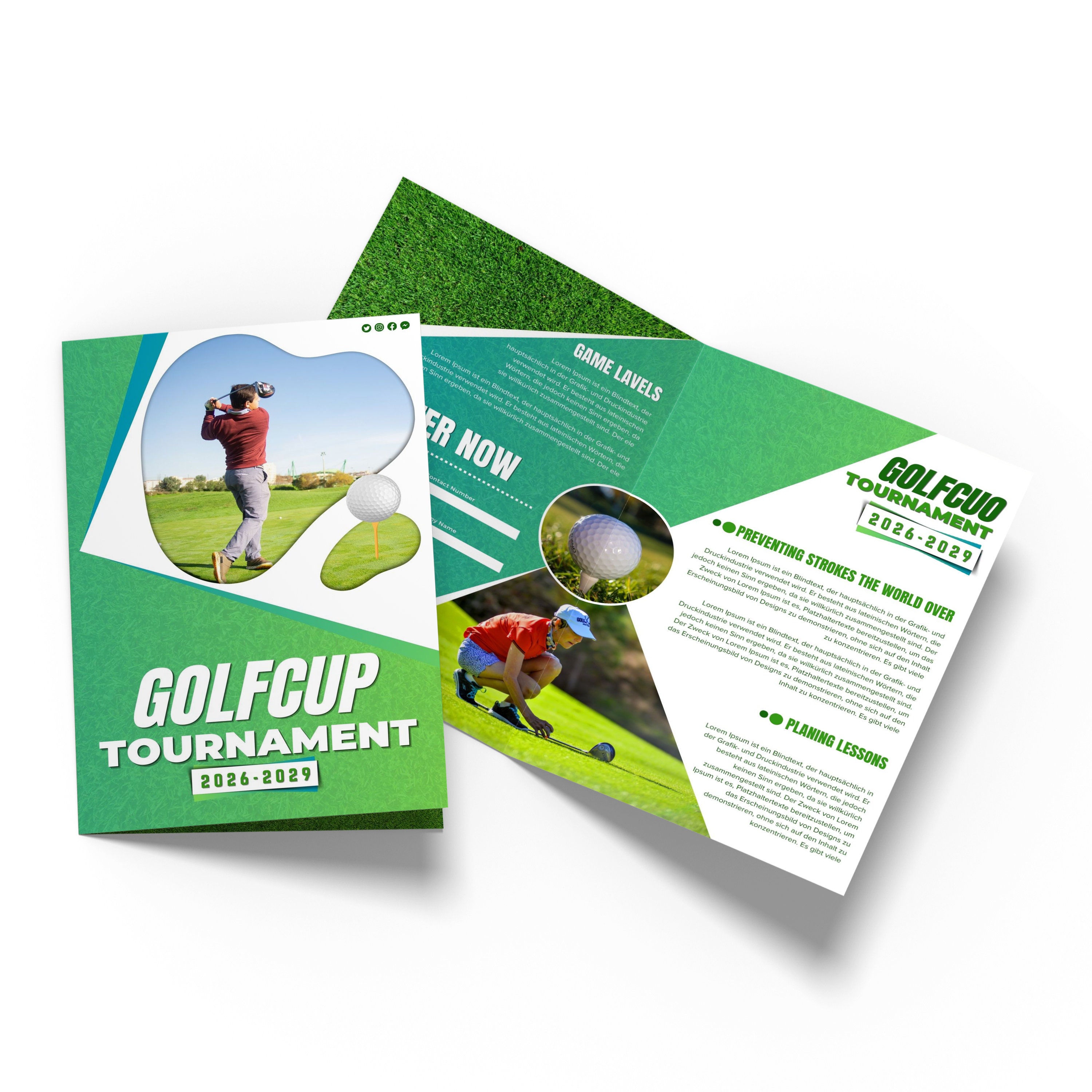 Golf Tournament Bi-fold Brochure Template | Golf Cup Bifold / Halffold ...