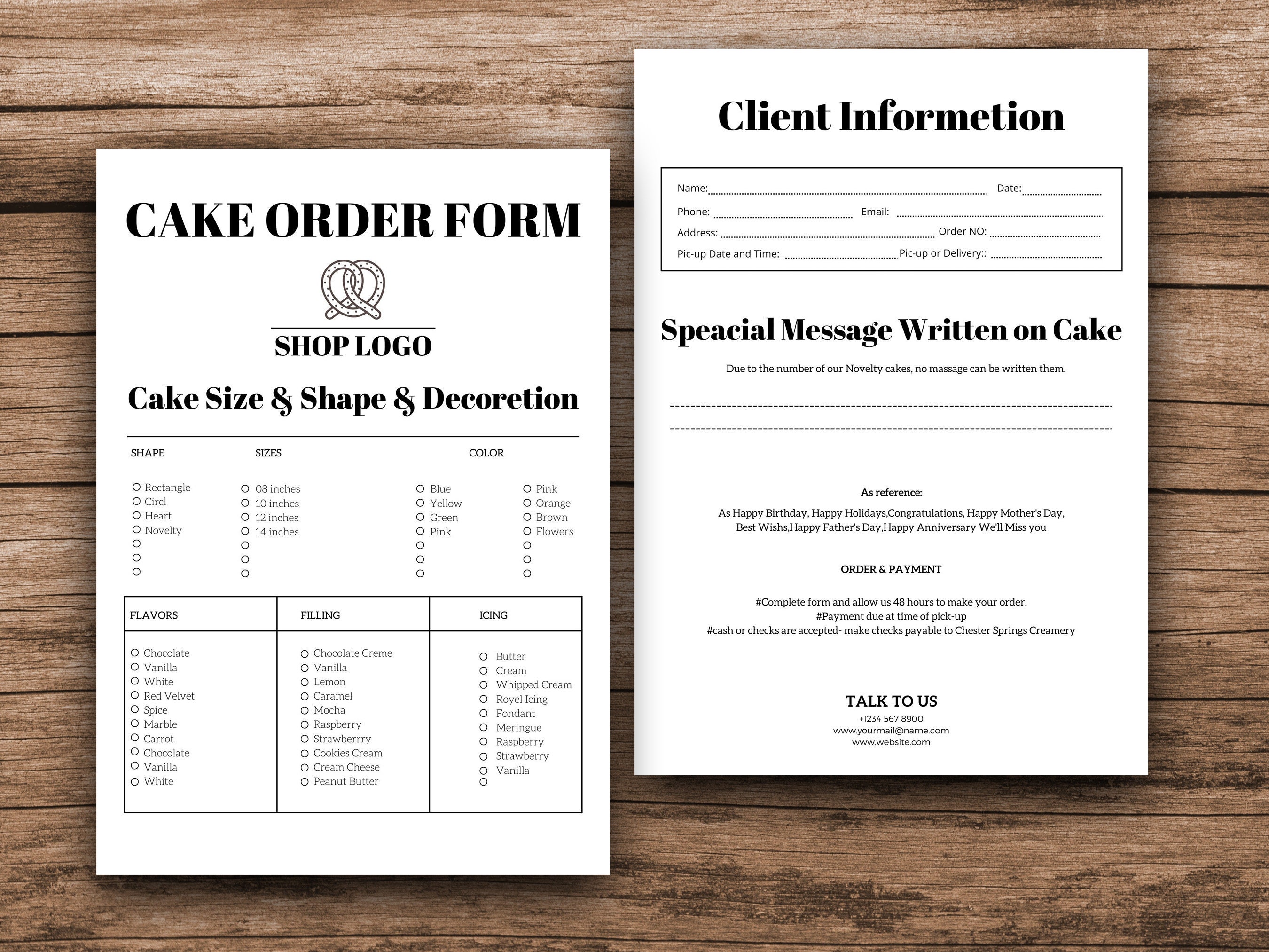 Editable Order Form Template Cake Order Form Template Editable