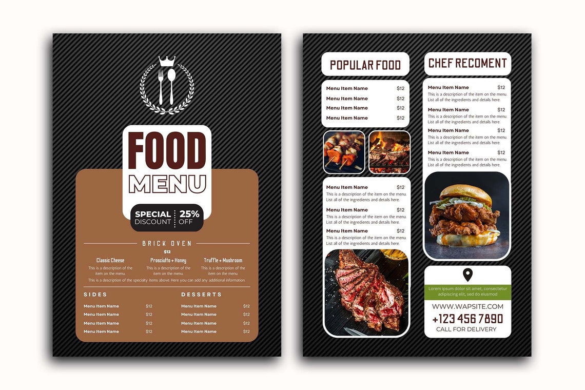 Food Menu Bundle Template, Restaurant Menu Pack, Bifold Restaurant Food ...