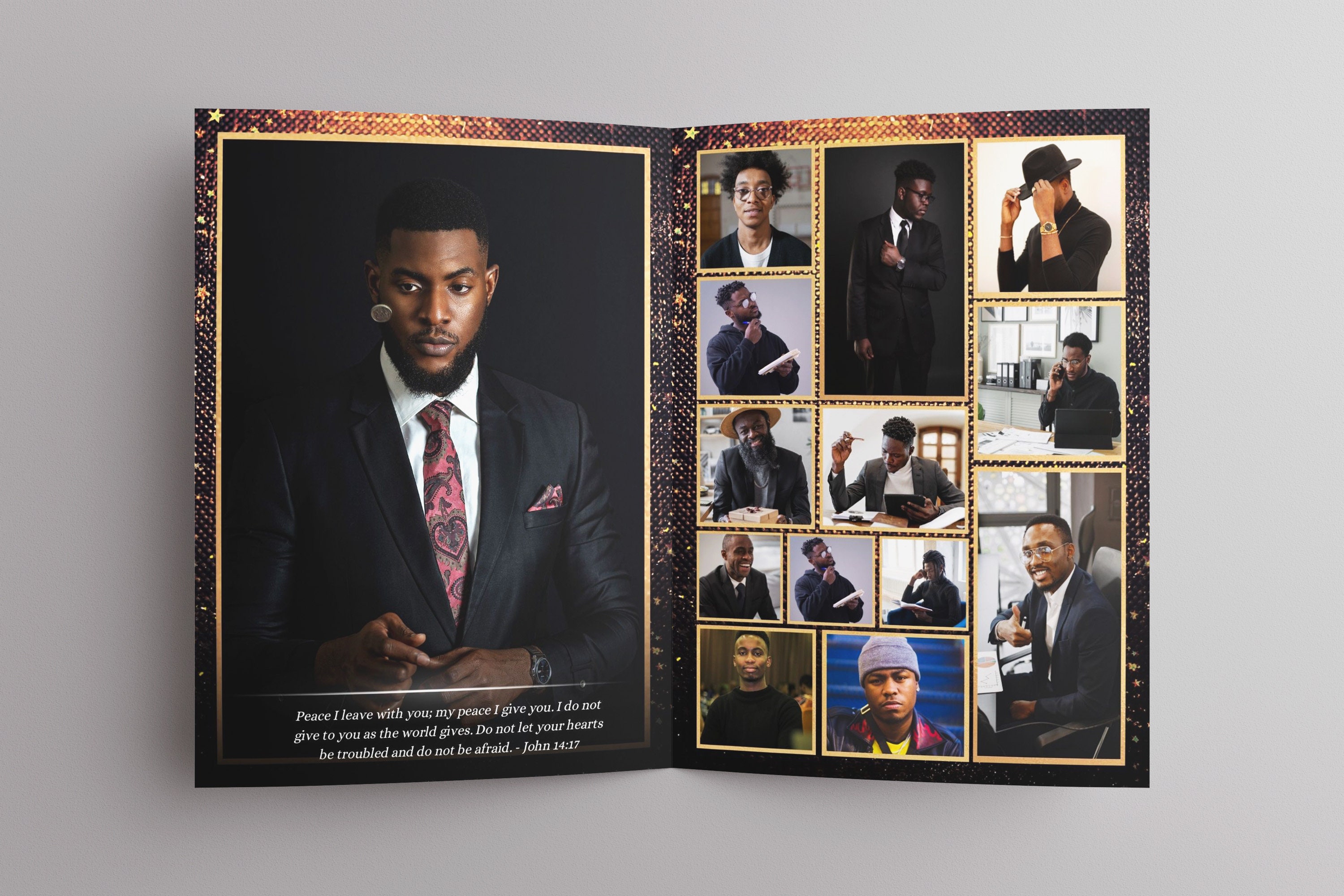 8 Page Gold Luxury Funeral Program Canva Template, Gold Memorial ...