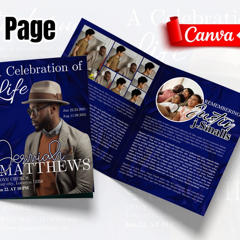 Blue Funeral Template - Etsy