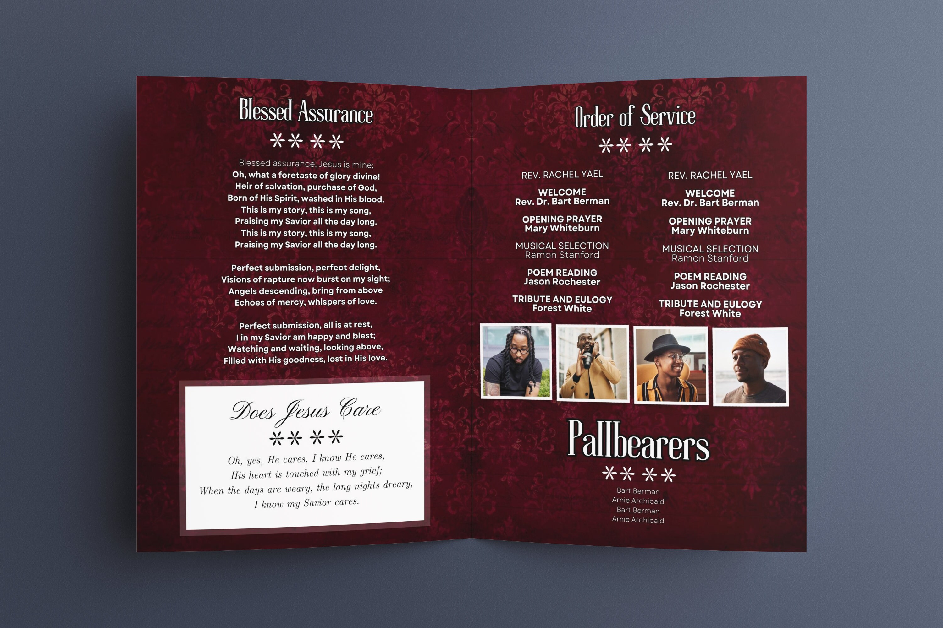 8 Page Red Funeral Program Template Celebration of Life Editable in ...