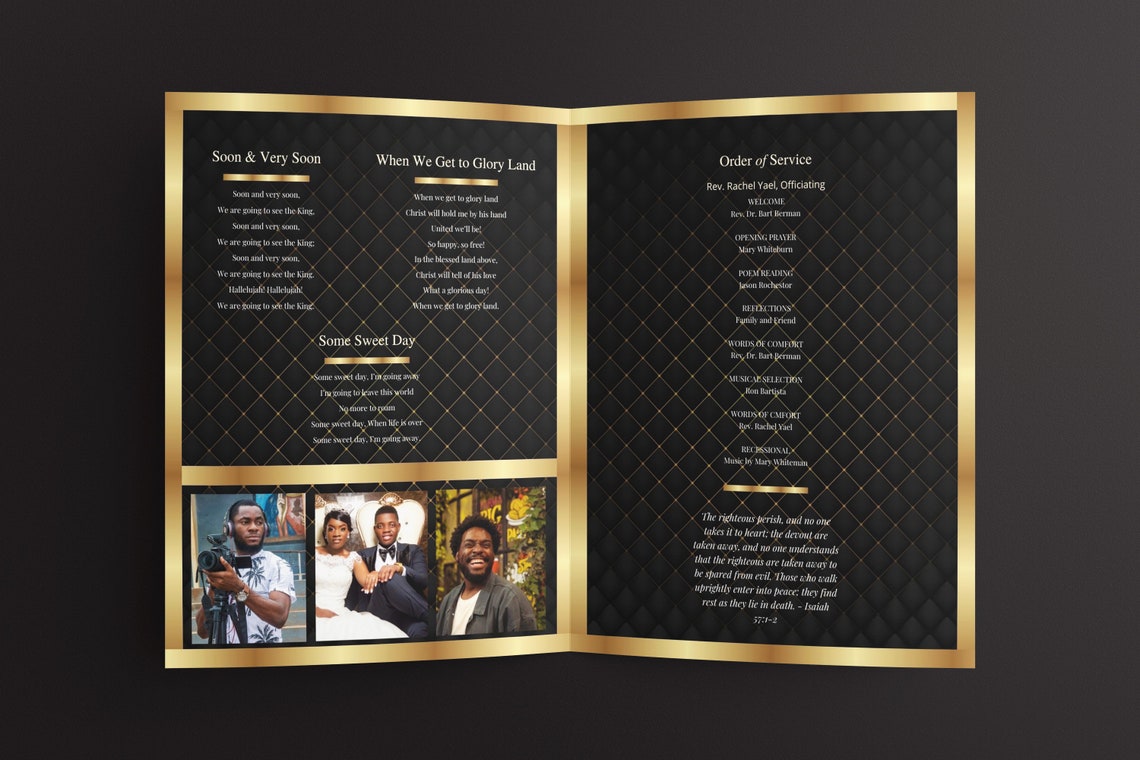 Modern 8 Page Funeral Program Template, Editable Funeral Program Bi ...