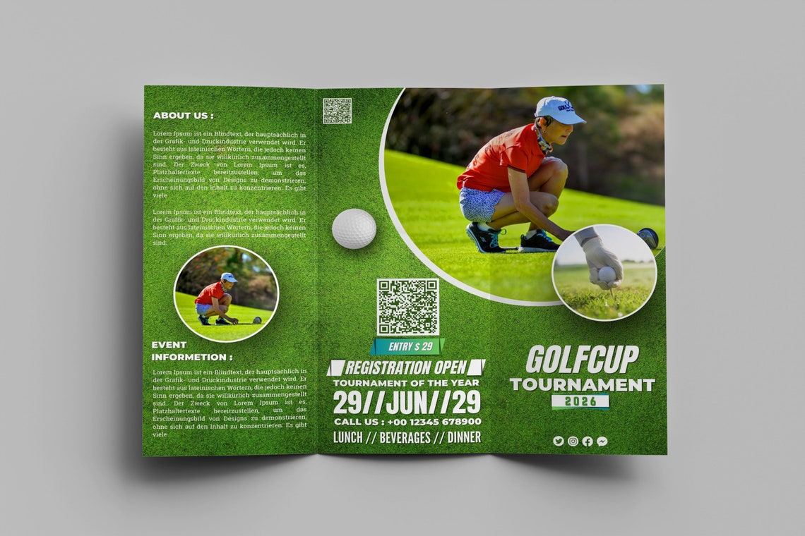 Editable Golf Tournament Trifold Brochure Template, Golf Cup Tournament ...