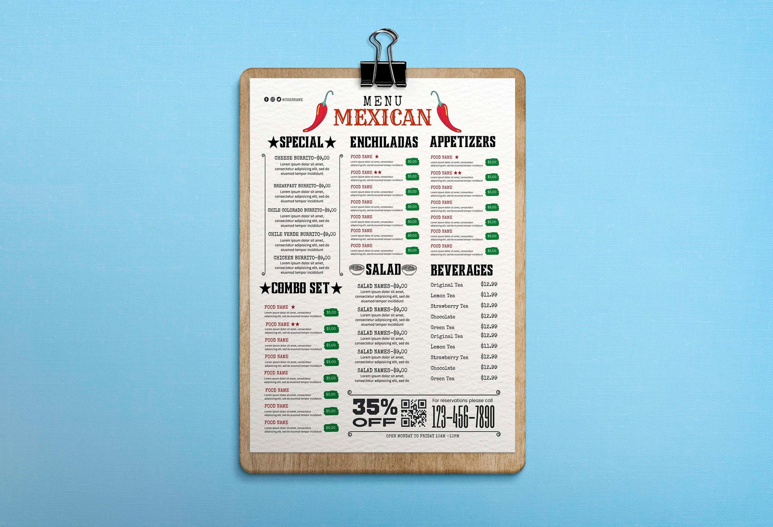 Editable Mexican Food Menu Template, Mexican Menu Card, Printable ...