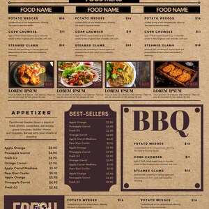 Vintage Food Menu Template, Retro Menu Template - Etsy