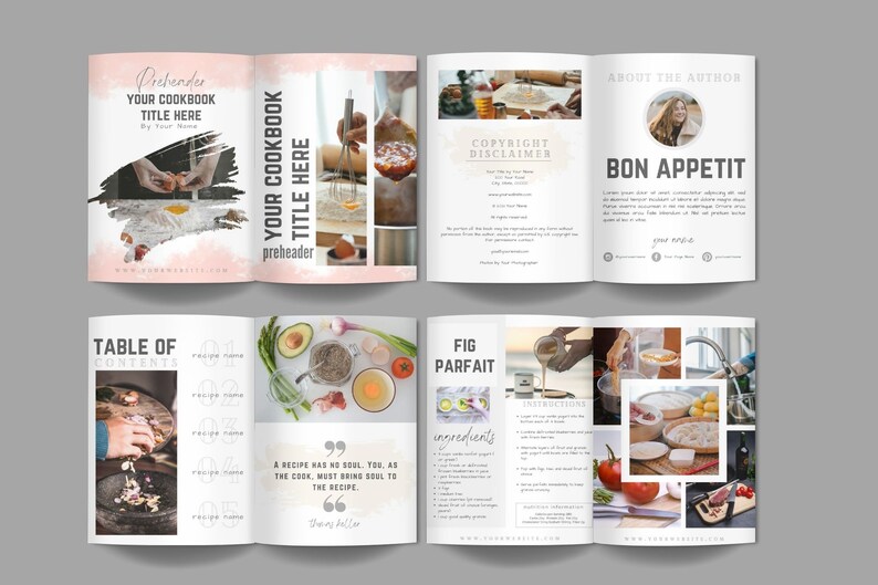 Cookbook Canva Template, Canva Recipe Book Template, Editable Recipe ...