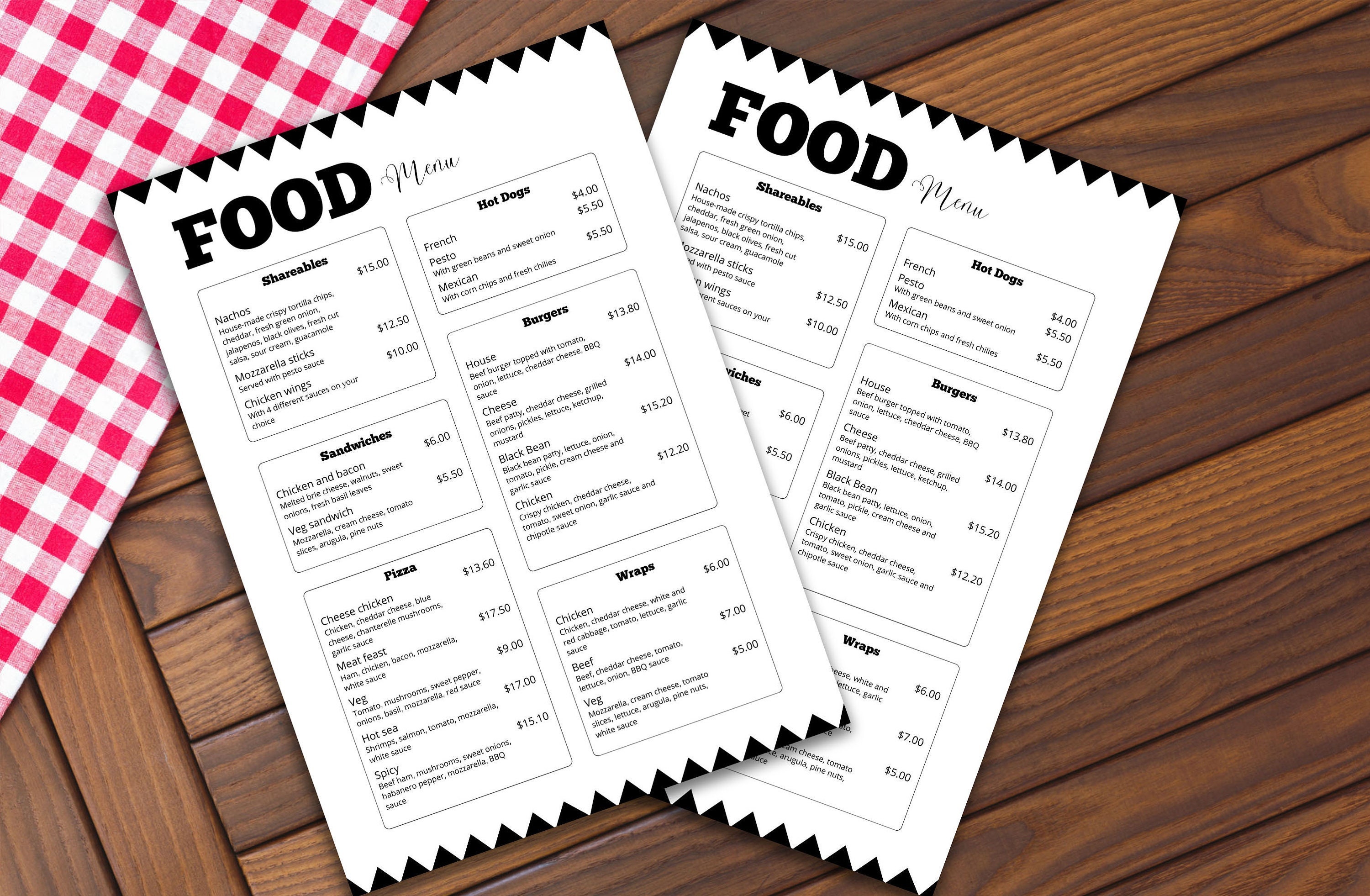 Restaurant Food Menu Template, Editable Template Price List, Restaurant ...