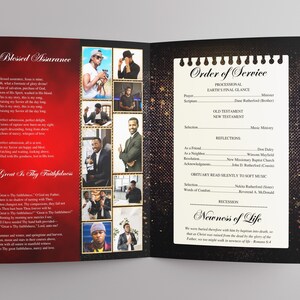 8 Page Gold Luxury Funeral Program Canva Template, Gold Memorial ...