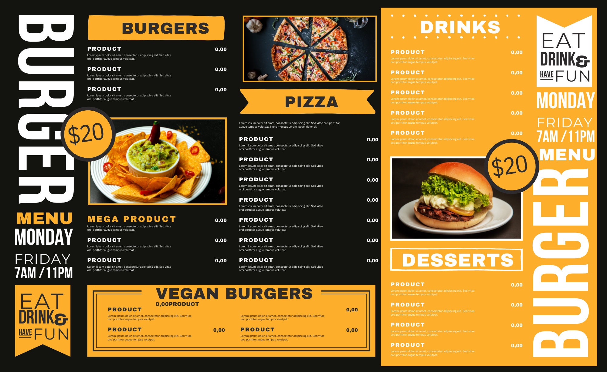 Restaurant Menu Flyer Template, Editable Menu Template, Simple Food ...