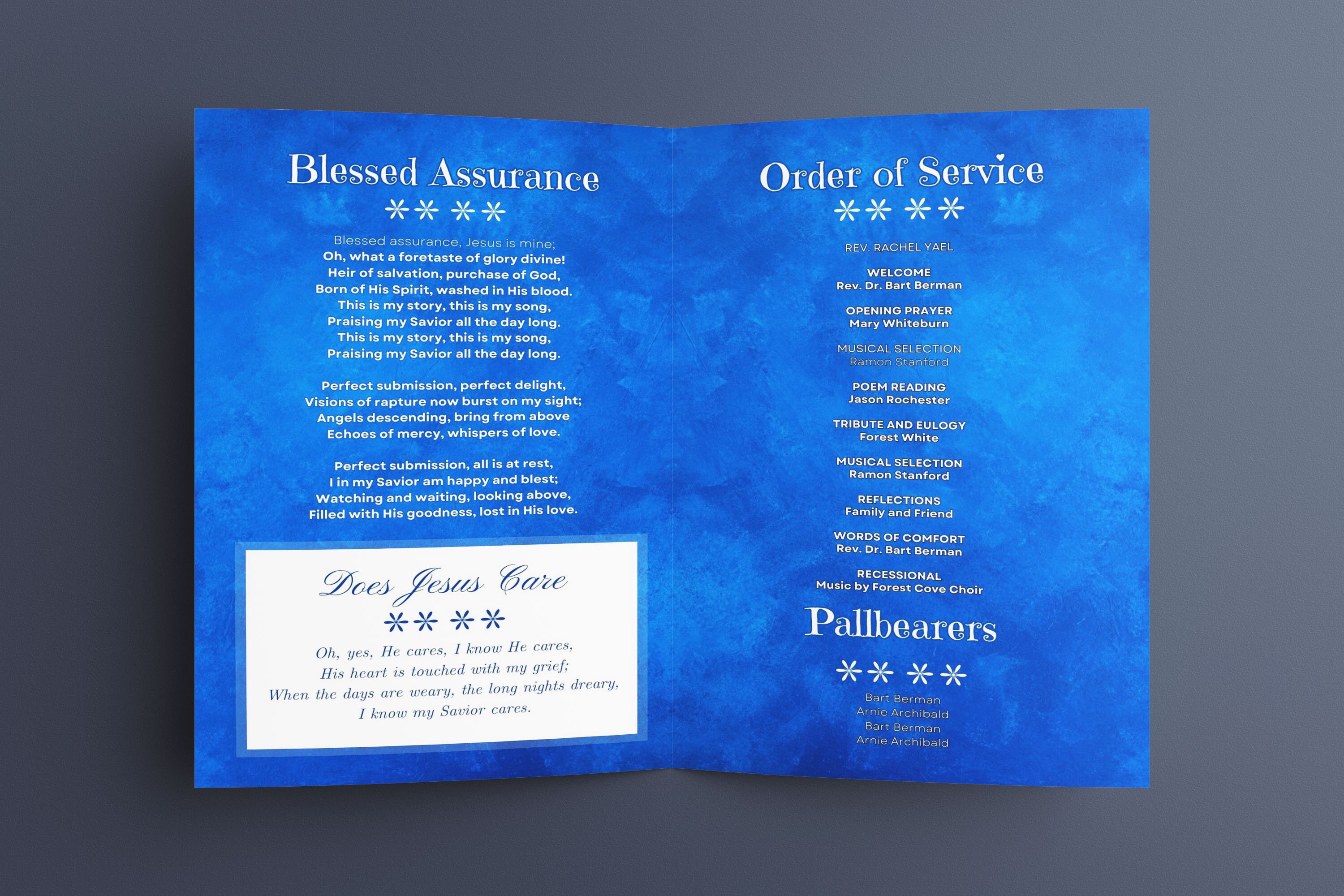 Royal Blue Funeral Program Template 8 Page - Etsy