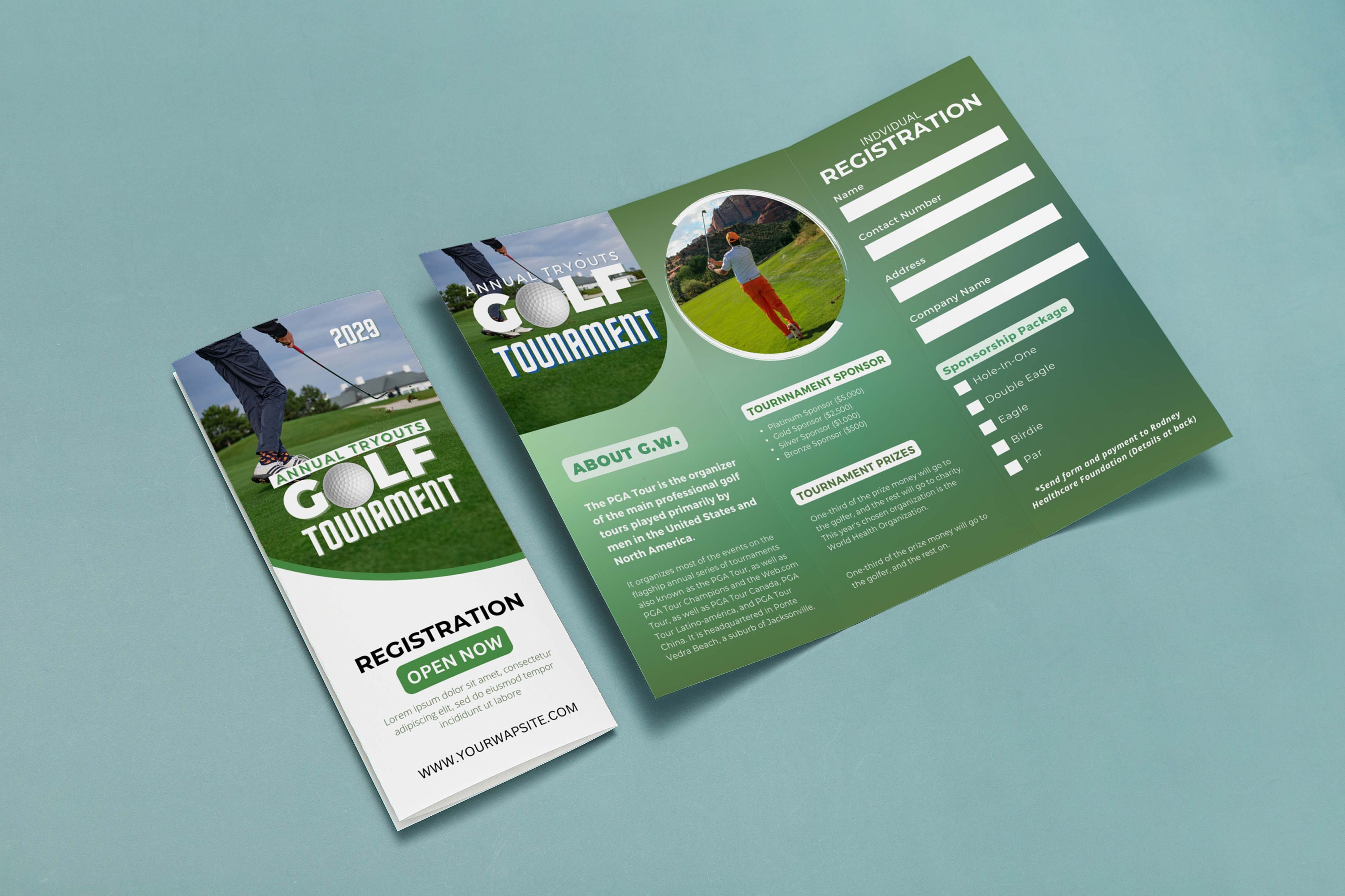 Golf Tournament Brochure Template Canva, Printable Golf Tournament ...