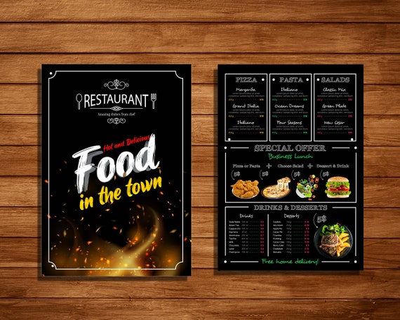 Food Menu Food Menu Template Restaurant Menu Template | Etsy