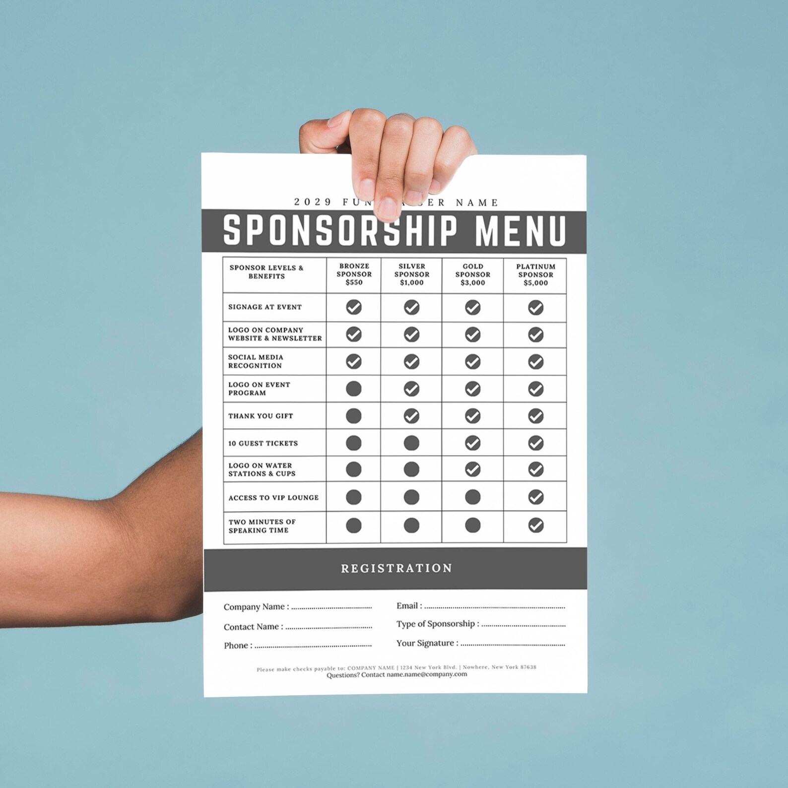 Golf Event Sponsorship Menu, Golf Event Sponsorship Form, Editable ...