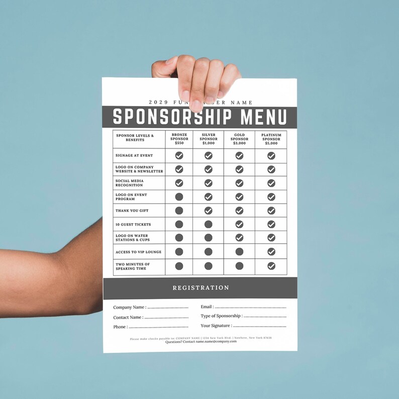 Golf Event Sponsorship Menu, Golf Event Sponsorship Form, Editable ...