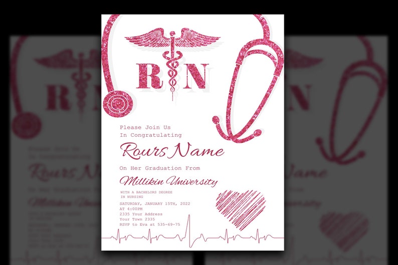 Nurse Graduation Party Invitation | Printable Rn Graduation Invite ...