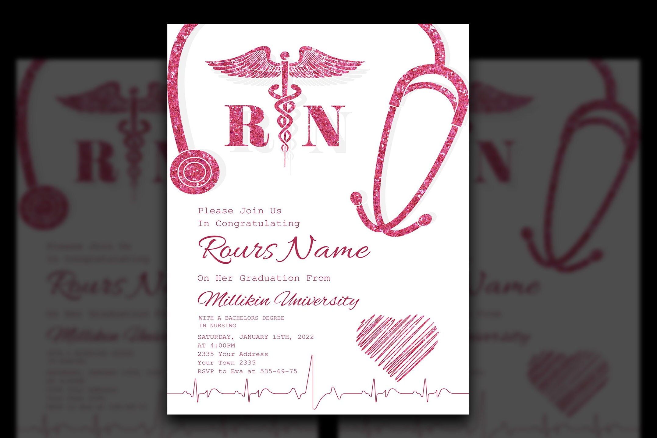 Nurse Graduation Party Invitation | Printable Rn Graduation Invite ...