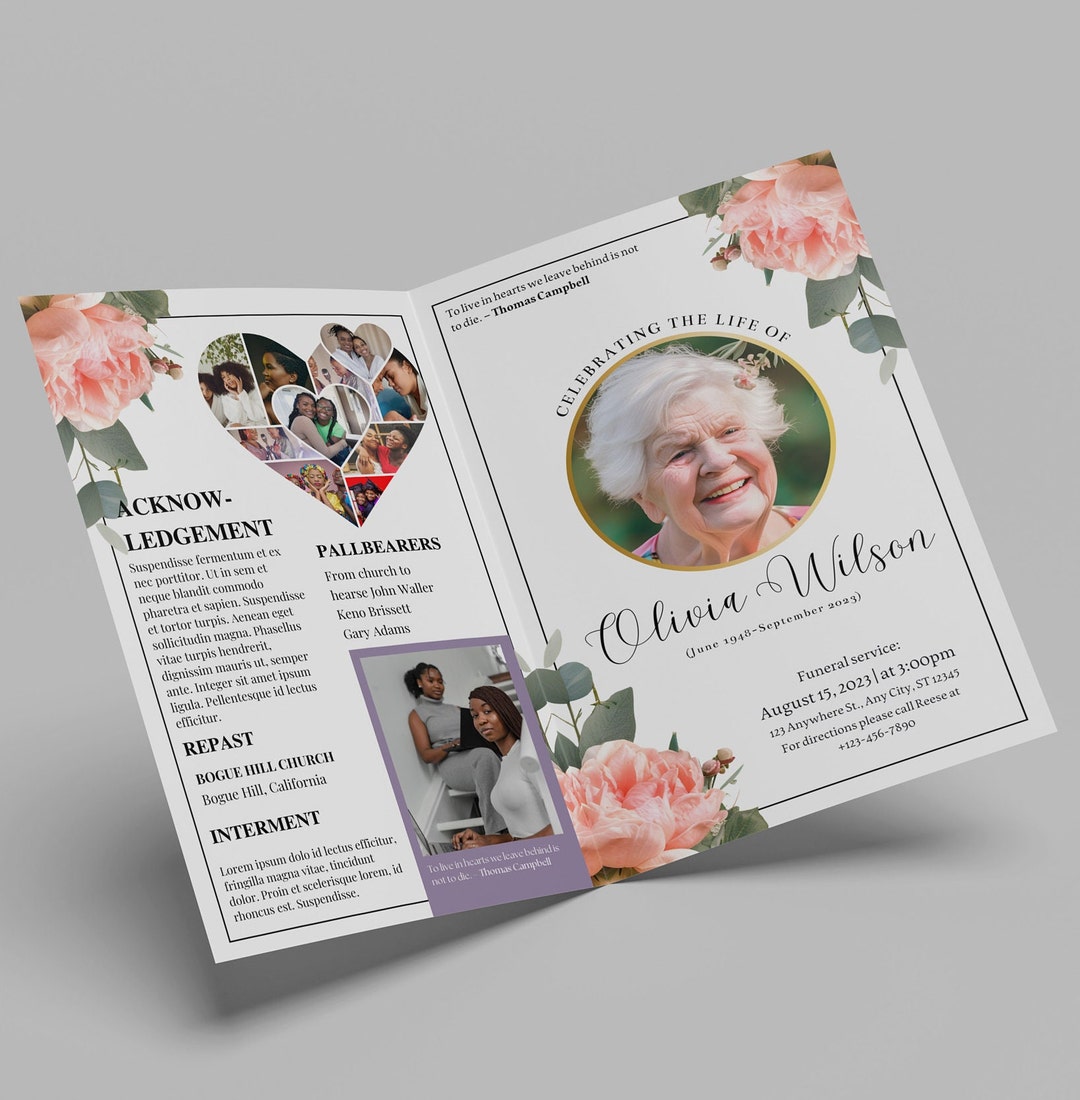 Editable Canva Funeral Program Template, Canva Funeral Template ...
