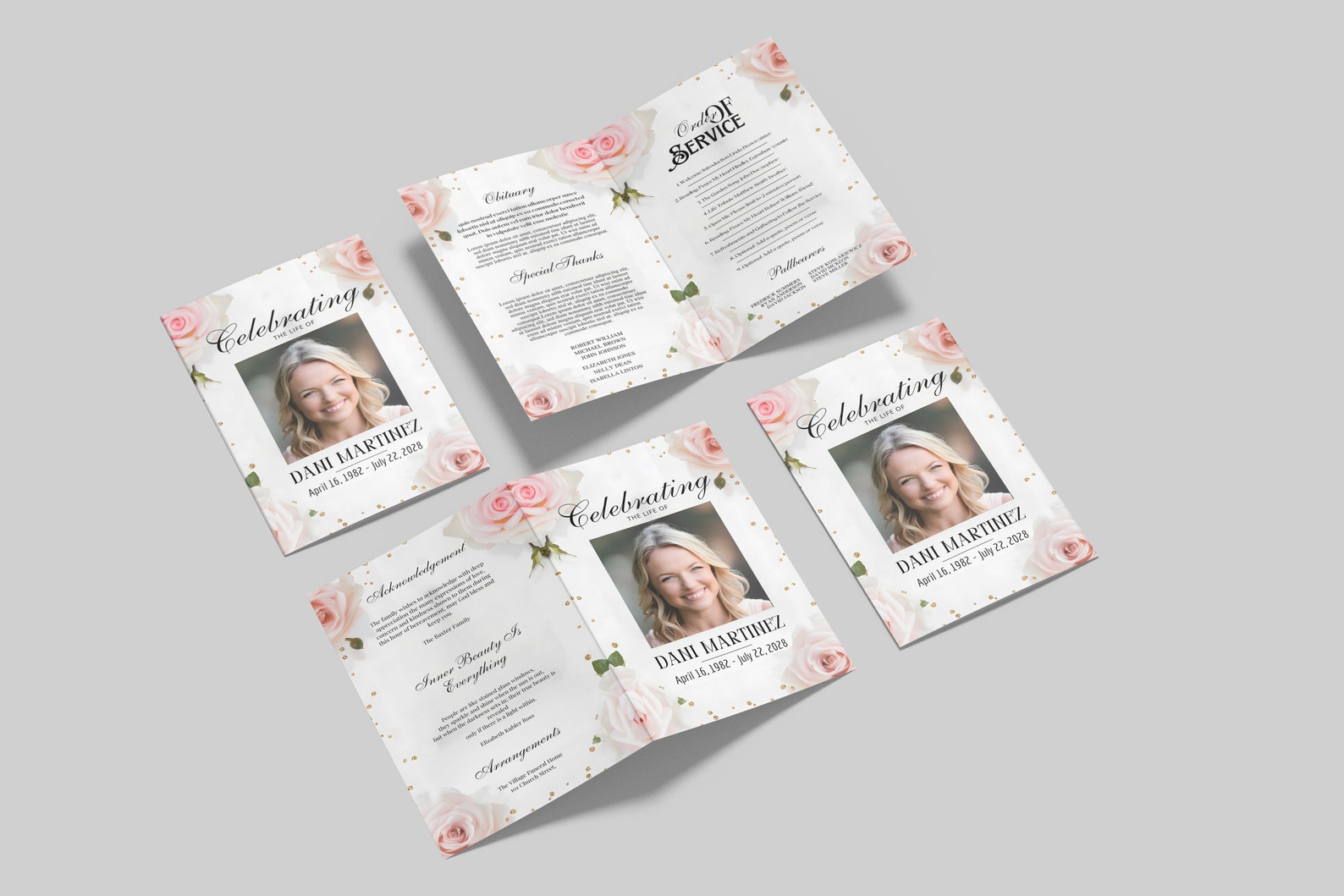 Editable Funeral Program Template, Funeral Memorial, 4-page Funeral ...