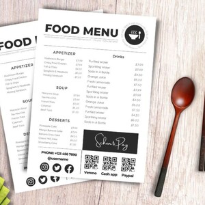 Food Menu Sign Template, Food Menu Template Boho, Food Menu Template ...