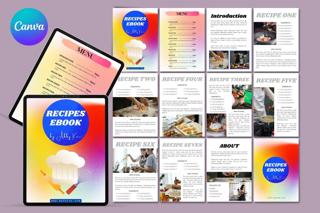 Editable Cookbook and Recipe Template Canva, Cookbook Template ...