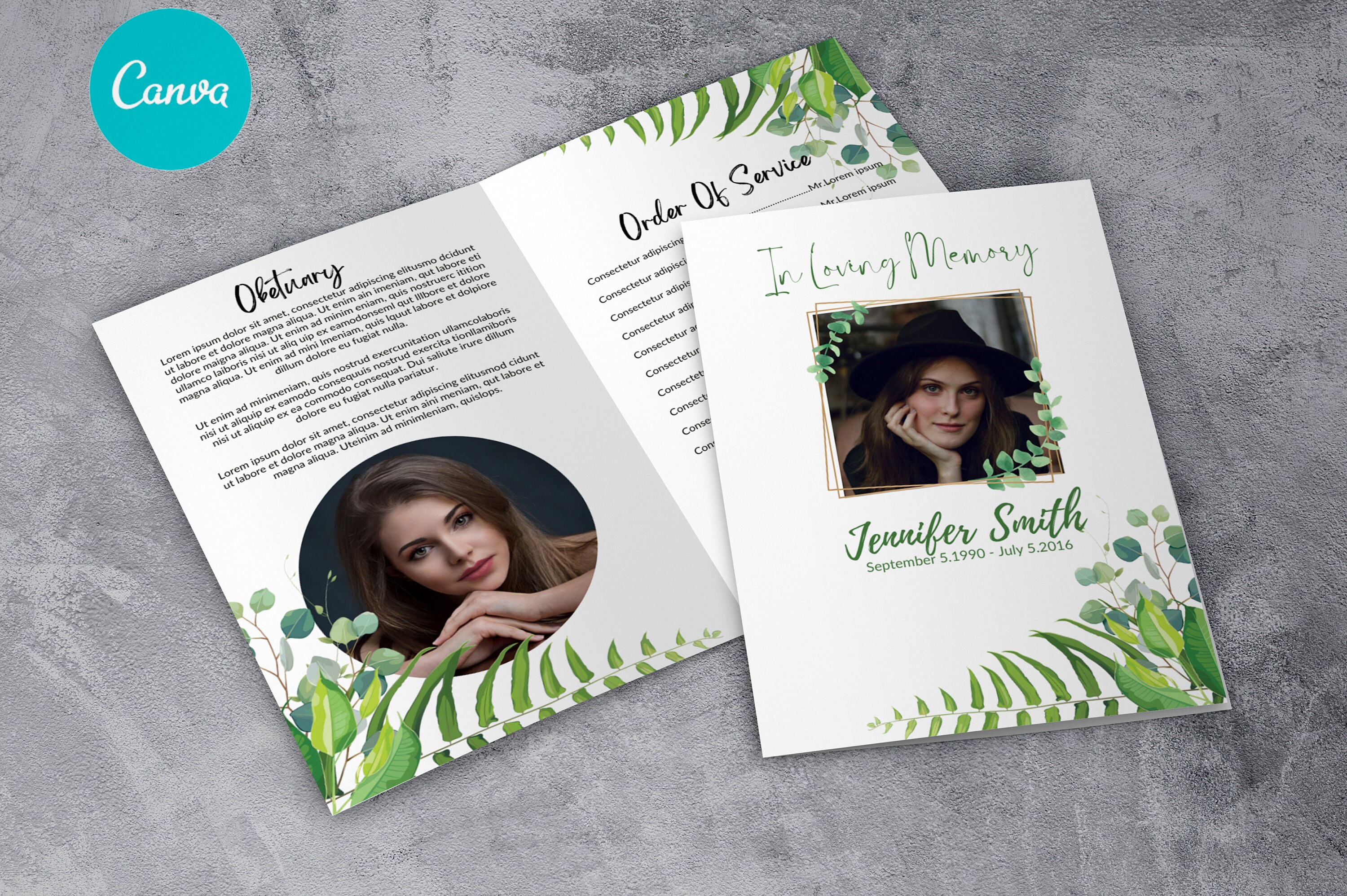 Memorial Service Template, Editable Funeral Program Template - Etsy