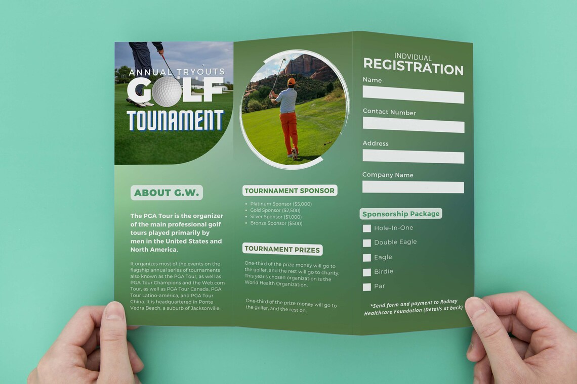 Golf Tournament Brochure Template Canva, Printable Golf Tournament ...