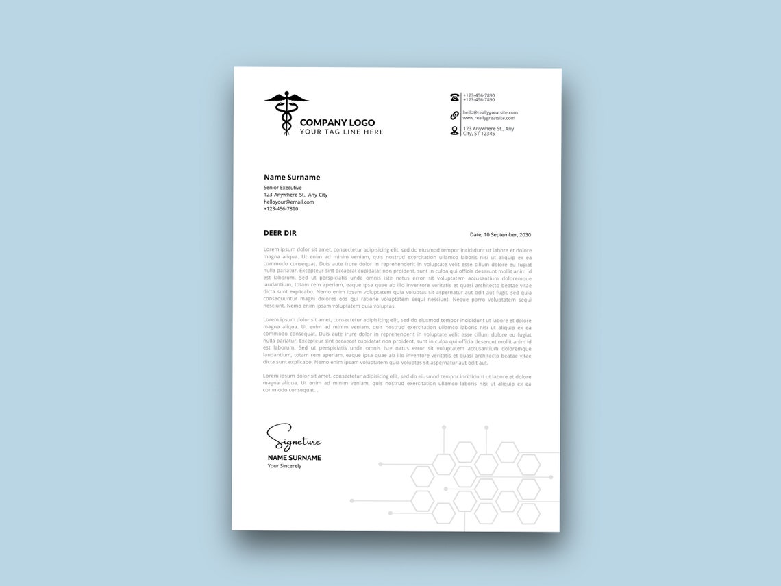 Modern Letterhead Template, Doctor Letterhead, Nurse Stationery ...
