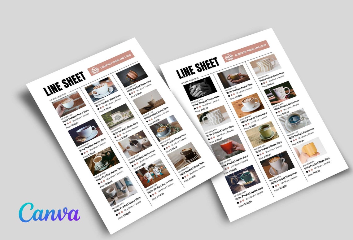 Editable Line Sheet Template, Wholesale Catalogue Canva Template ...