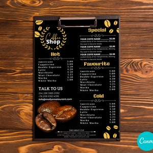 Coffee Bar Sign Template, Menu Bar Template, Coffee Shop Menu, Editable ...
