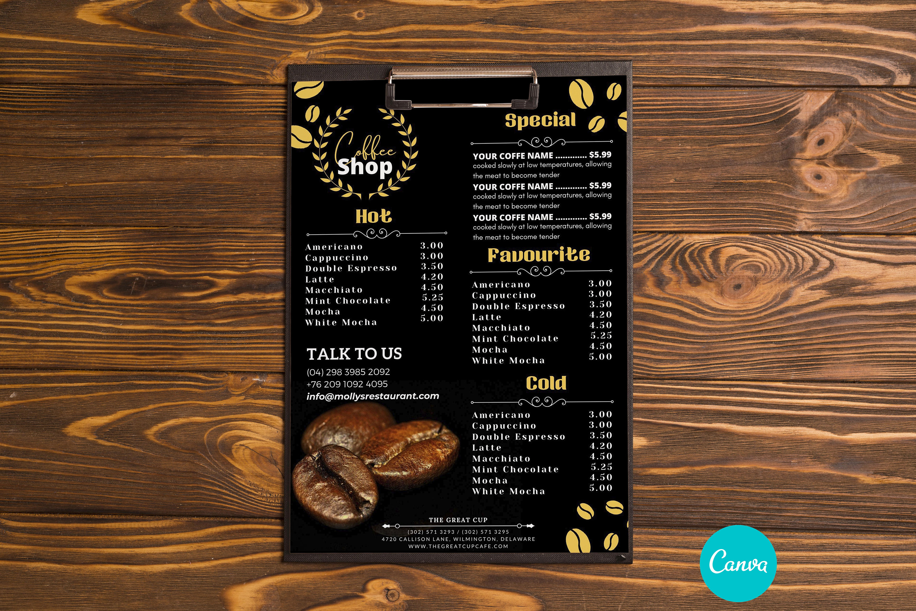 Coffee Bar Sign Template, Menu Bar Template, Coffee Shop Menu, Editable ...