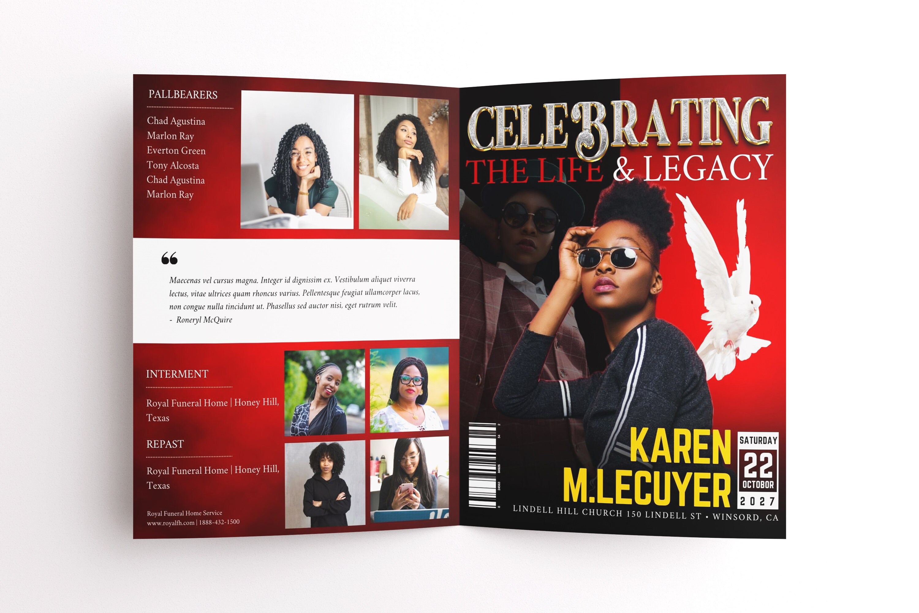 8 Page Elegant Magazine Style Funeral Program Canva Template, Funeral ...