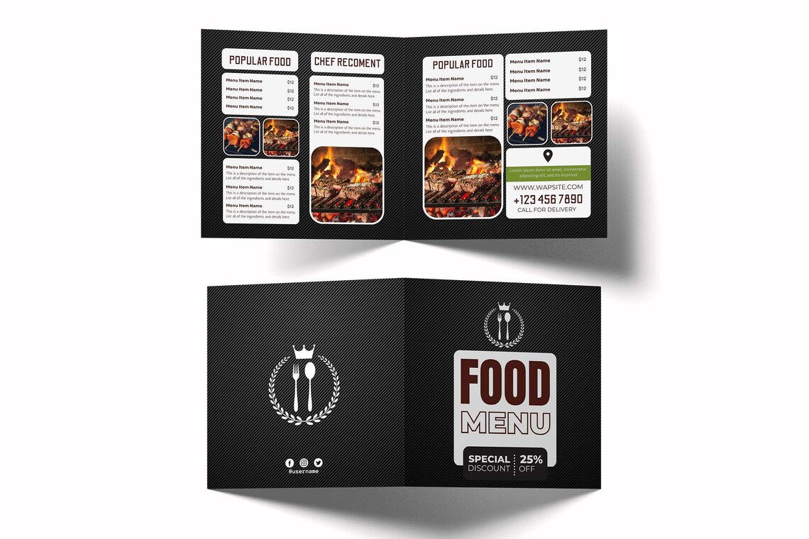 Food Menu Bundle Template, Restaurant Menu Pack, Bifold Restaurant Food ...