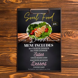 Soul Food Menu Flyer Template, Food Dinner Fundraising Flyer ...