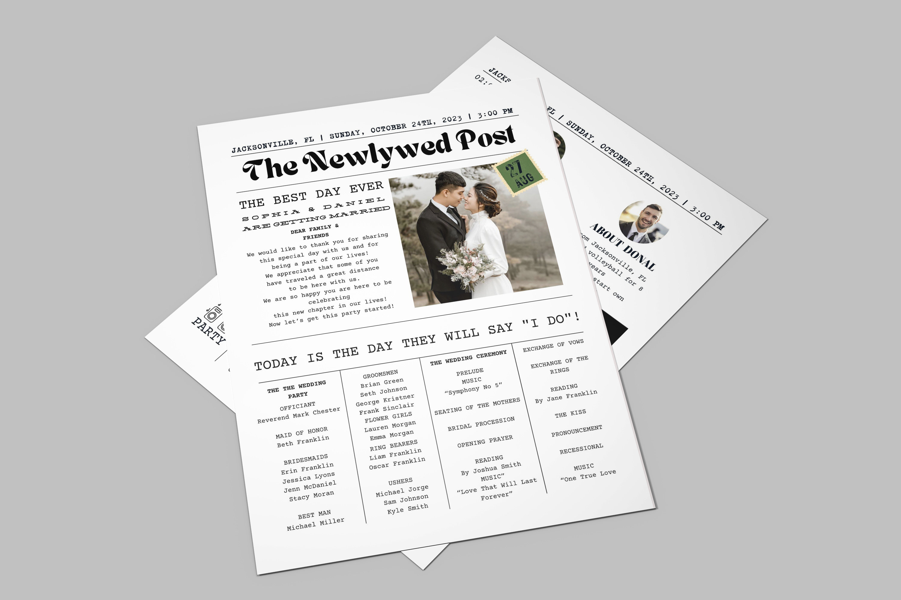 Editable Newspaper Wedding Program Template Editable Wedding - Etsy
