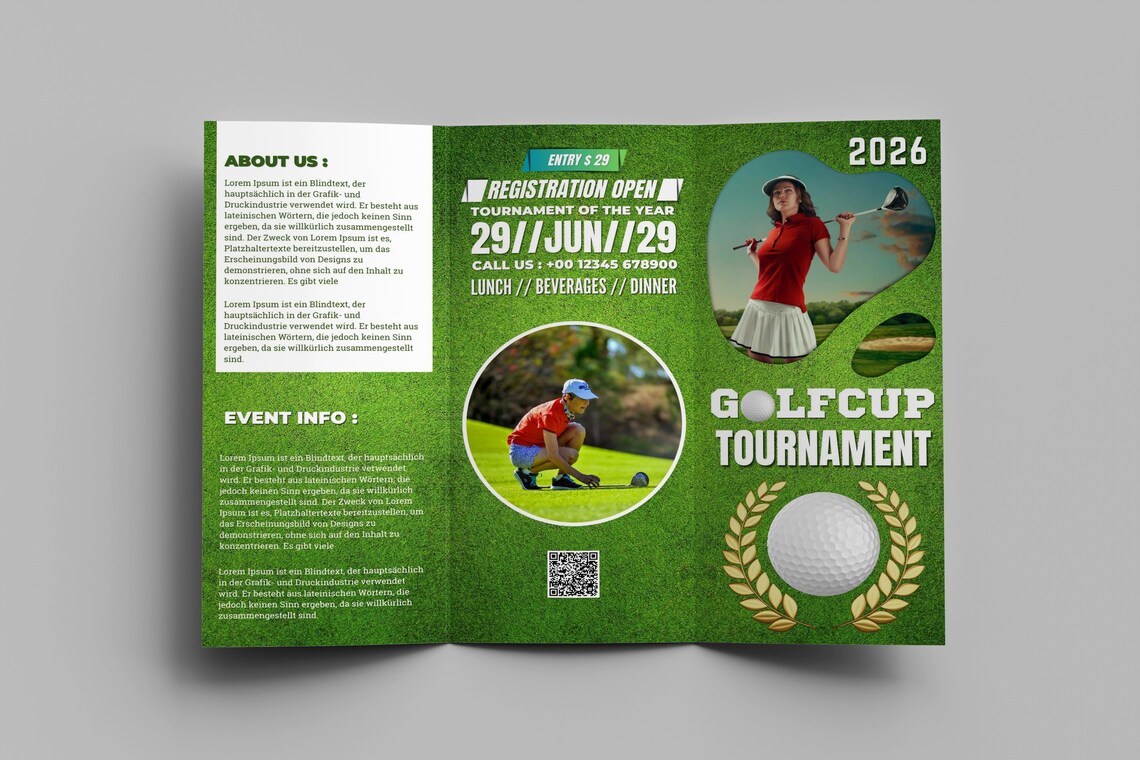 Golf Tournament Trifold Brochure Template | Golf Tournament Flyer ...