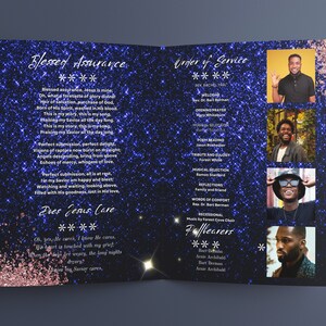 8 Page Blue Funeral Program Template, Canva Funeral Template Printable ...